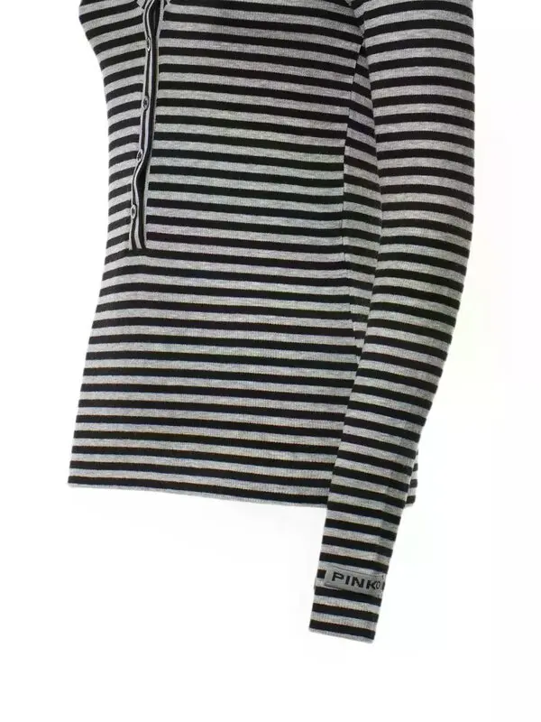 Pinko Striped Button-front Long-sleeve T-shirt