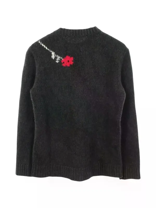 Dior Intarsia Knit Crew Neck Long Sleeve Sweater