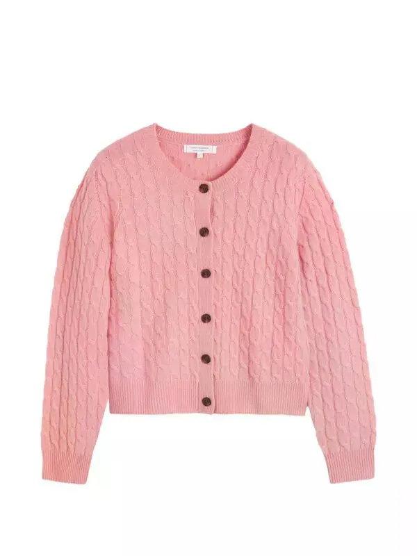 Chinti & Parker Cable-knit Cashmere Cardigan - Pink