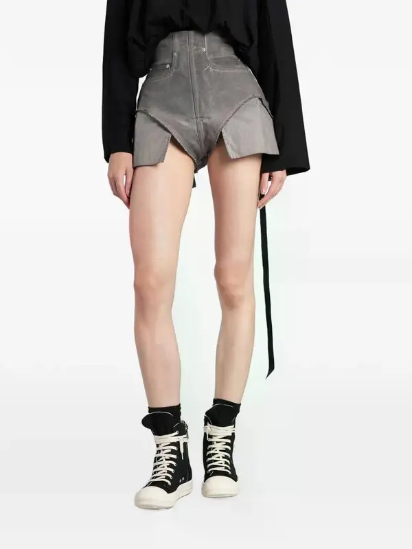 Rick Owens Tower Dirt Cutoffs In Dark Dust 13oz Lido Wash-denim - Grey
