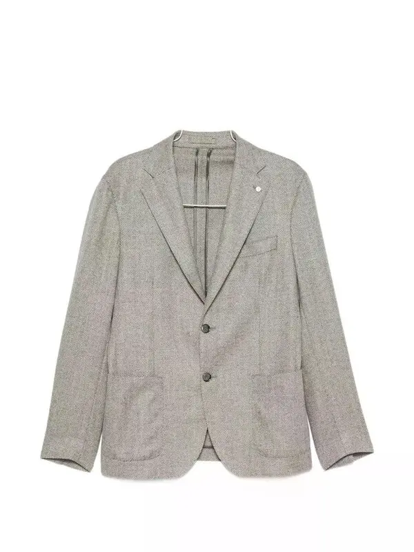 LUIGI BIANCHI Herringbone-pattern Single-breasted Blazer