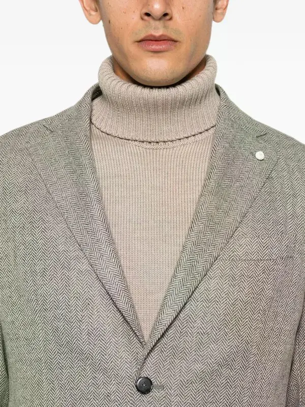 LUIGI BIANCHI Herringbone-pattern Single-breasted Blazer