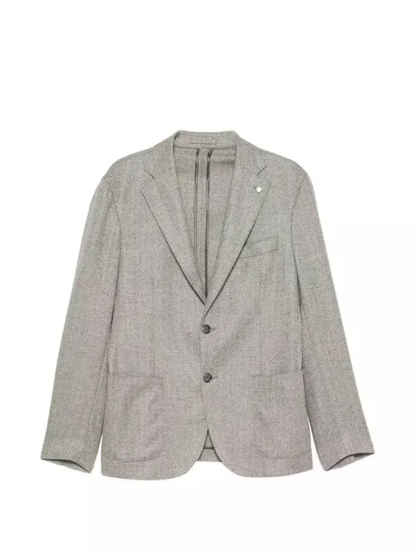 LUIGI BIANCHI Herringbone-pattern Single-breasted Blazer