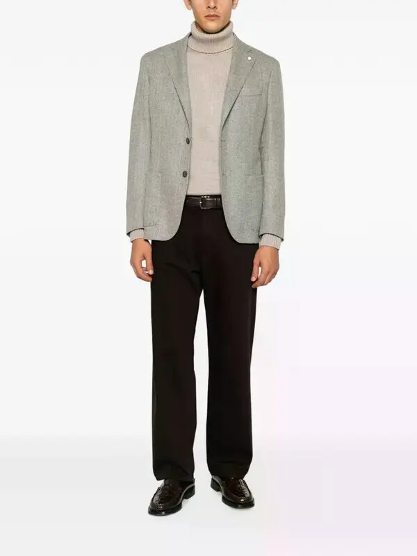 LUIGI BIANCHI Herringbone-pattern Single-breasted Blazer
