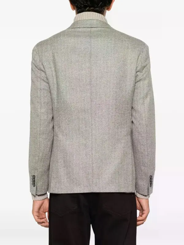 LUIGI BIANCHI Herringbone-pattern Single-breasted Blazer