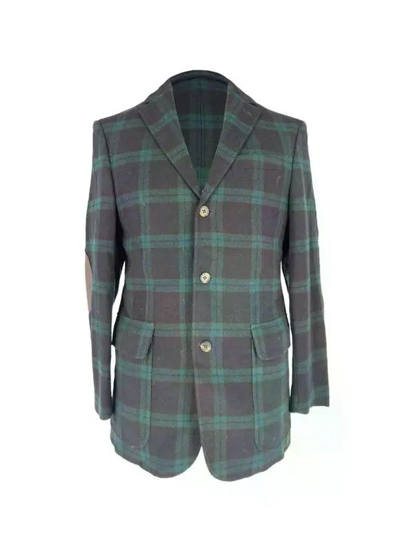 Ralph Lauren Wool Plaid Jacket With Leather Elbow Patches