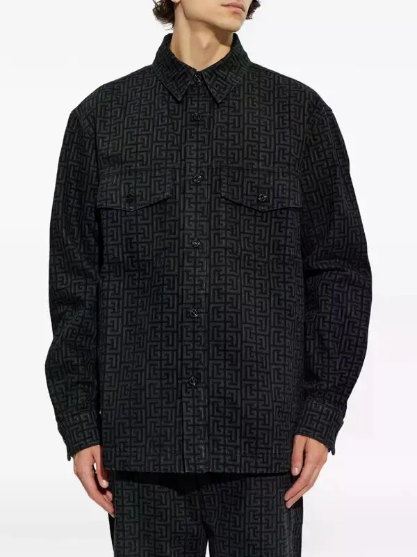 Balmain Monogram-print Denim Shirt