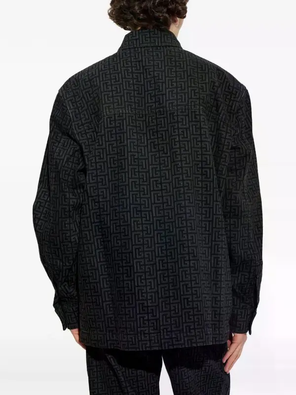 Balmain Monogram-print Denim Shirt