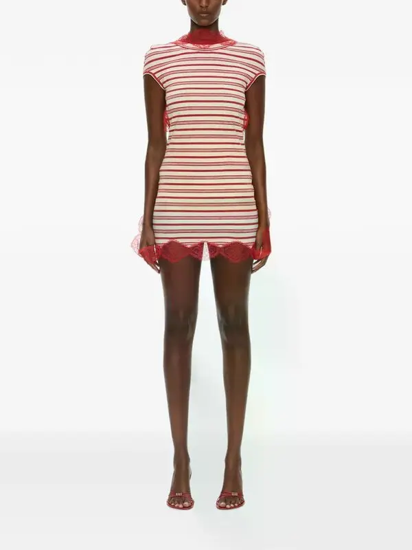 Christopher Esber Striped Lace-trim Mini Dress - Red