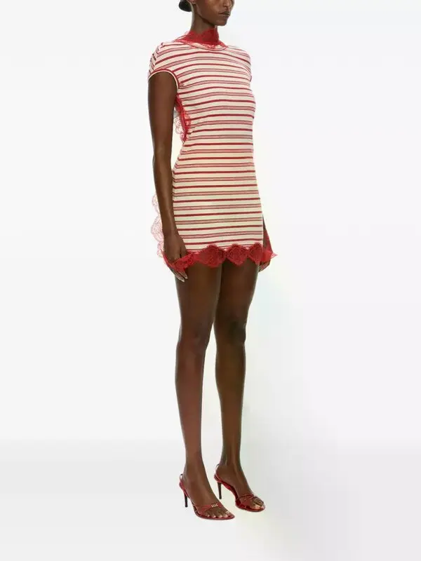 Christopher Esber Striped Lace-trim Mini Dress