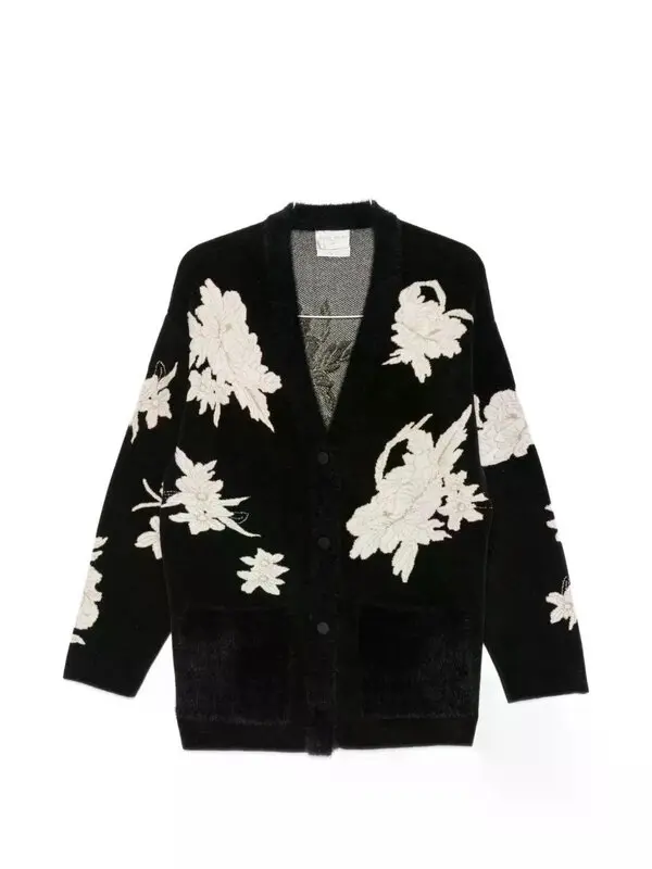 FORTE_FORTE Floral-embroidered Cardigan-style Jacket