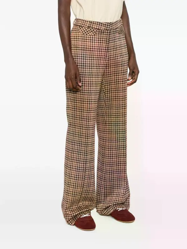CAMBIO Houndstooth-pattern Wide-leg Trousers