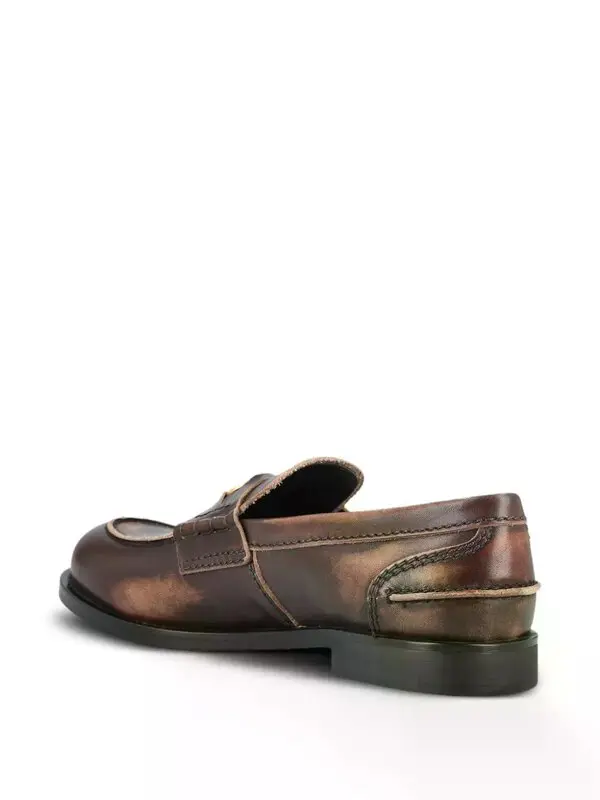 Miu Miu Coin-detail Burnished-leather Loafers
