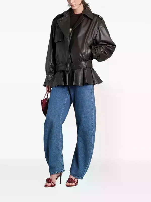 ROTATE BY BIRGER CHRISTENSEN Biker Leather Jacket Dark