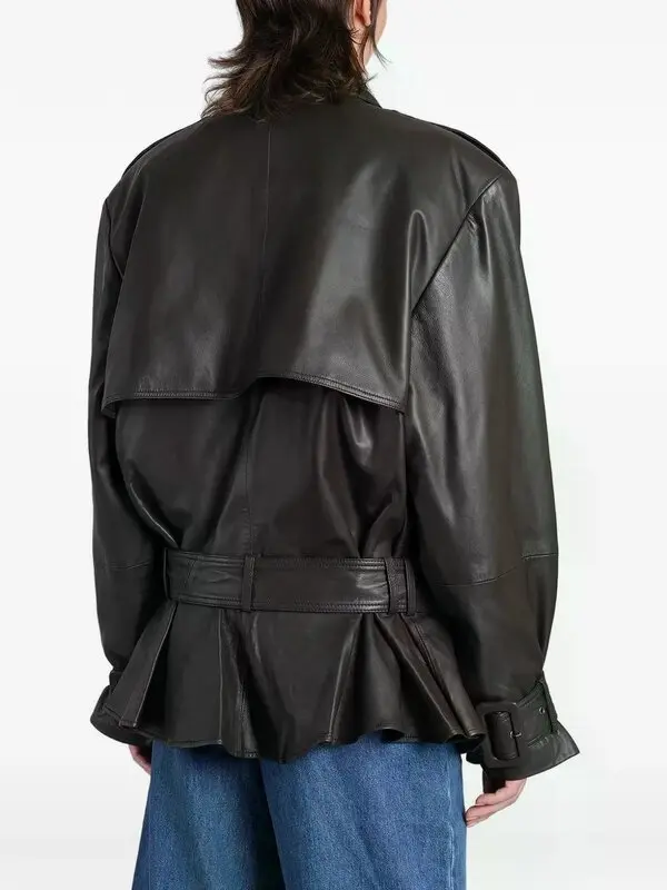 ROTATE BY BIRGER CHRISTENSEN Biker Leather Jacket Dark
