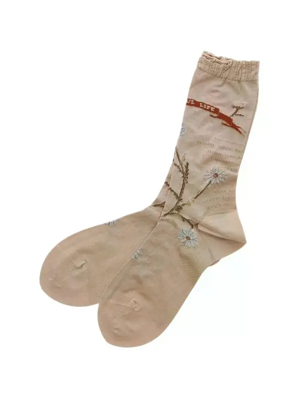 ANTIPAST Floral Intarsia Knit Socks - Neutrals
