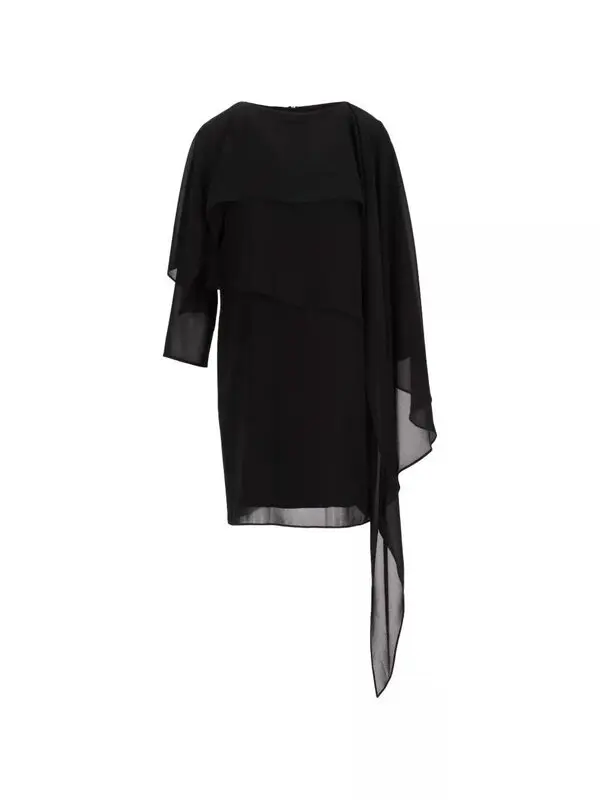 MAISON MARGIELA Crepe Asymmetric Layered Mini Dress - Black