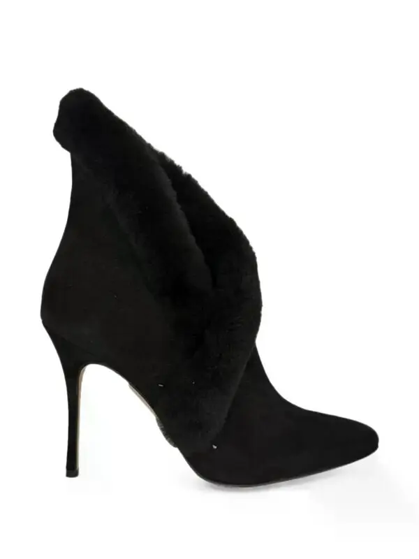 Manolo Blahnik 2020s Nestanu Shearling-trim Ankle Boots - Black