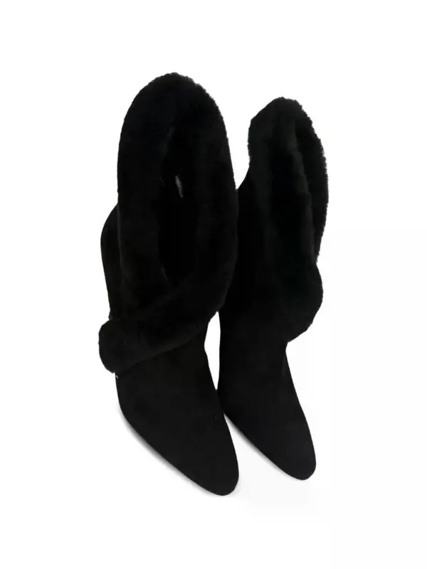 Manolo Blahnik Shearling Trim Ankle Boots