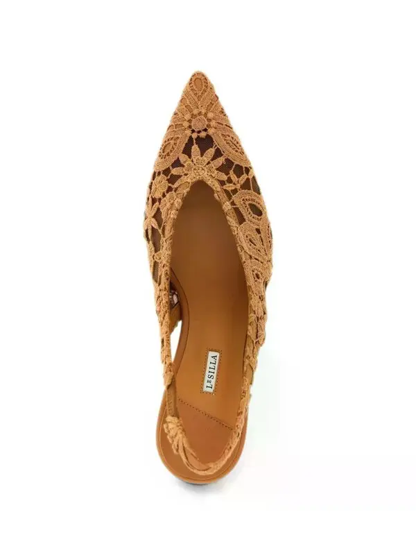 LE SILLA Clivage Lace-embellished Slingback Pumps