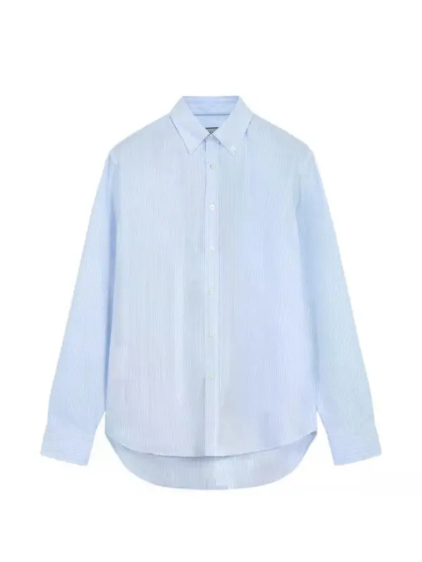 Canali Vertical-stripe Button-down Shirt - Blue