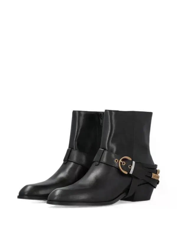 Pinko Buckle-detail Leather Ankle Boots