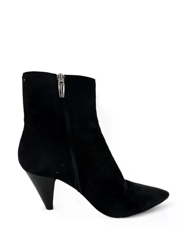 GIANVITO ROSSI Suede Pointed Toe Cone Heel Ankle Boots - Black