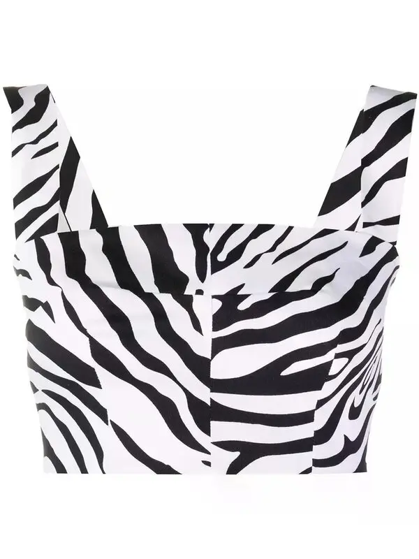 Dolce & Gabbana Zebra Print Bustier Top - Black