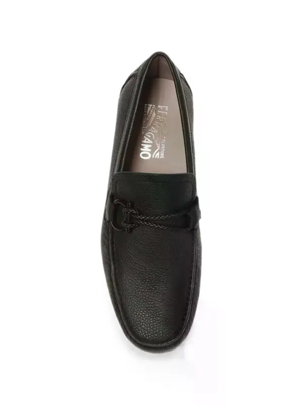 FERRAGAMO Gancini Pebbled Leather Loafers
