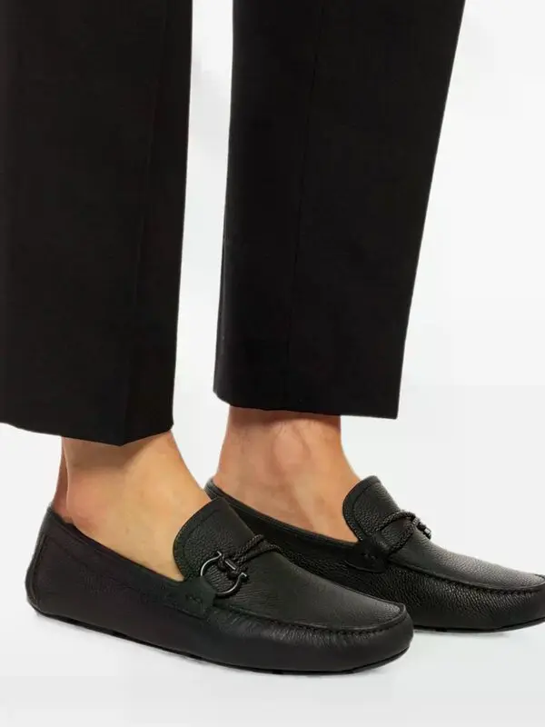 FERRAGAMO Gancini Pebbled Leather Loafers