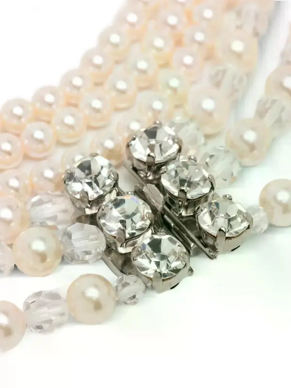 Alessandra Rich Multi-strand Necklace With Faux Pearl And Crystal Embellishments - Neutrals