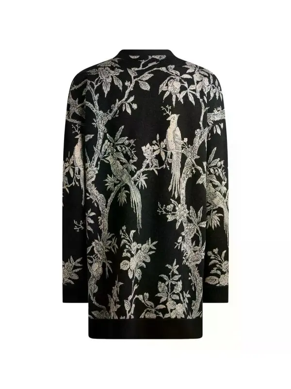 Etro Wool-blend Jacquard Cardigan With Nature Motif