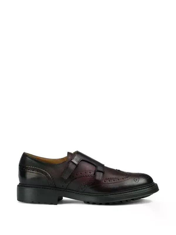 DOUCAL'S Brogue Double-buckle Monk Shoes - Brown