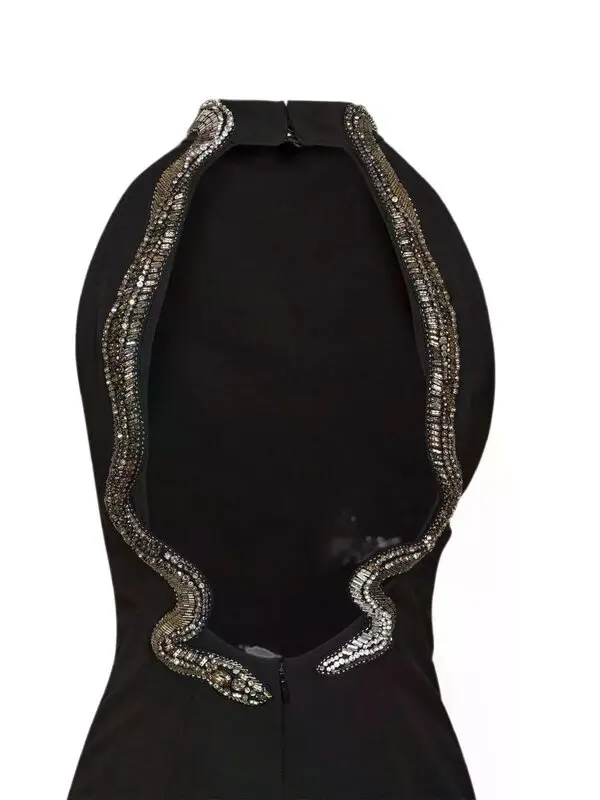 ALINA Embellished Open-back Maxi Dress Snake Embroidered