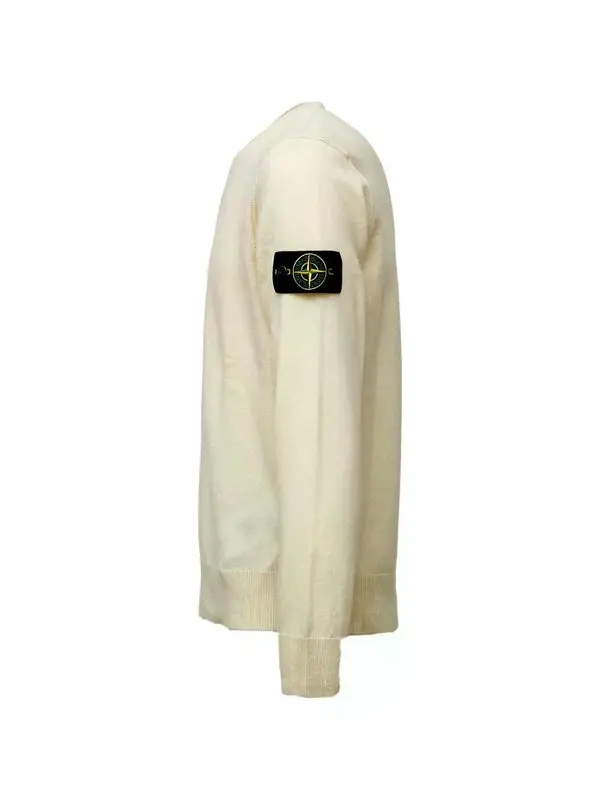 Stone Island Rws Geelong Wool Crewneck Sweater With Contrast Stitching - Neutrals