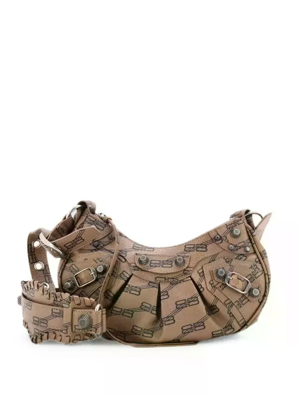 Balenciaga Le Cagole Giant Studs Bb Monogram Coated Canvas Shoulder Bag