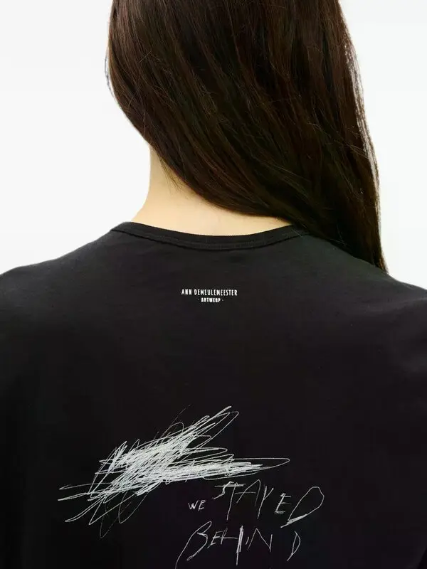 ANN DEMEULEMEESTER Slogan Print Cotton T-shirt