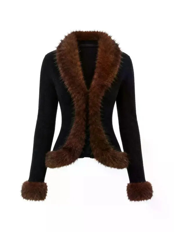 SELF-PORTRAIT Faux-fur Trimmed Knit Cardigan