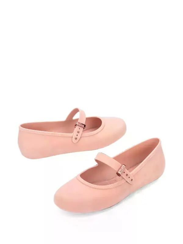 Melissa Soft Buckle-fastening Velvet-effect Ballet Flats