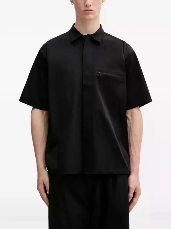 BEAMS Tech Zip-pocket Short-sleeved Shirt - Black