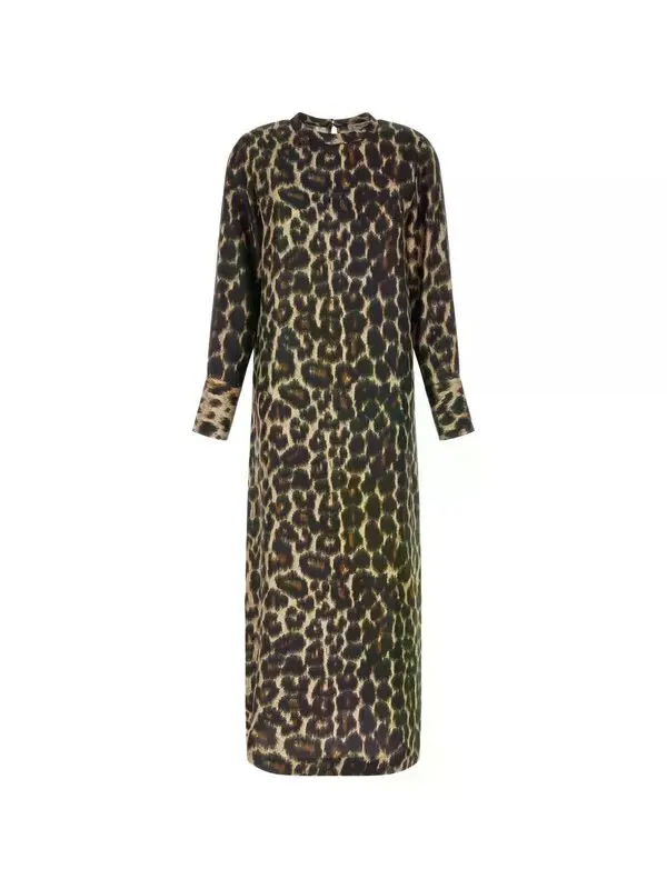 Alberto Biani Animal-print Silk Maxi Dress - Brown