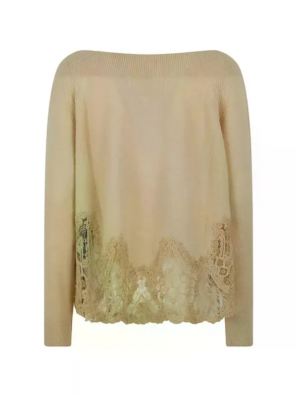 Ermanno Scervino Lace-trimmed Off-shoulder Sweater