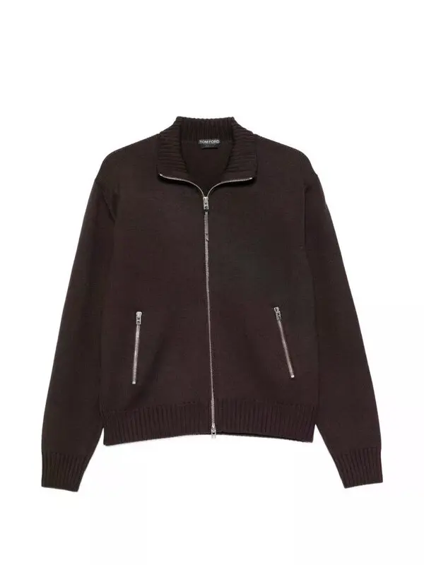 TOM FORD Leather-elbow Patch Zip-fastening Cardigan
