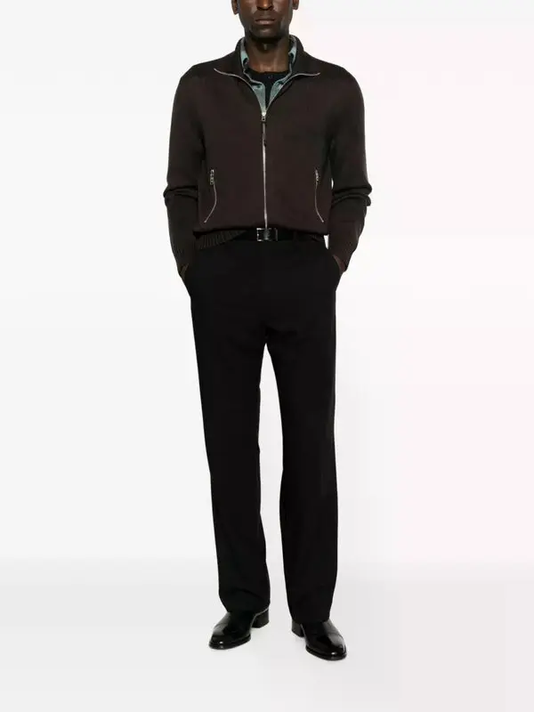 TOM FORD Leather-elbow Patch Zip-fastening Cardigan