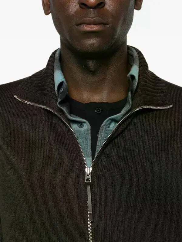 TOM FORD Leather-elbow Patch Zip-fastening Cardigan