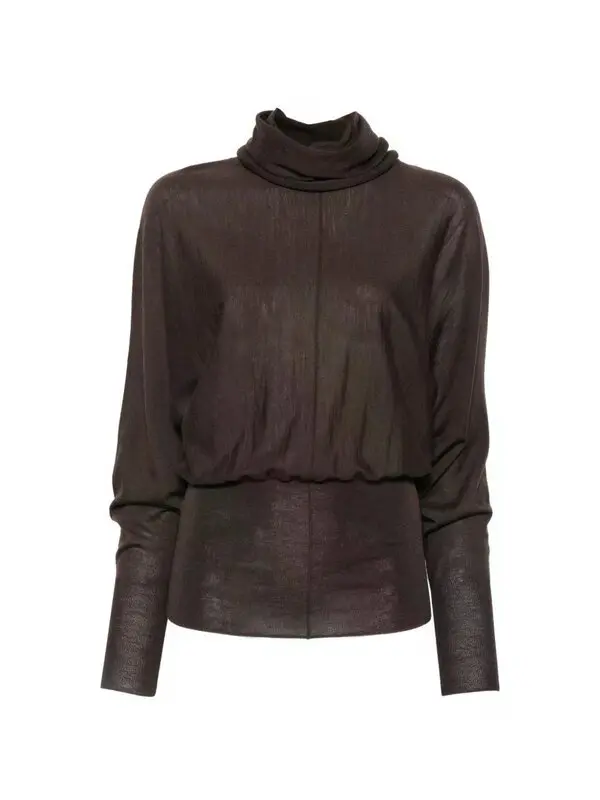 Soeur Wool Roll-neck Knit - Brown