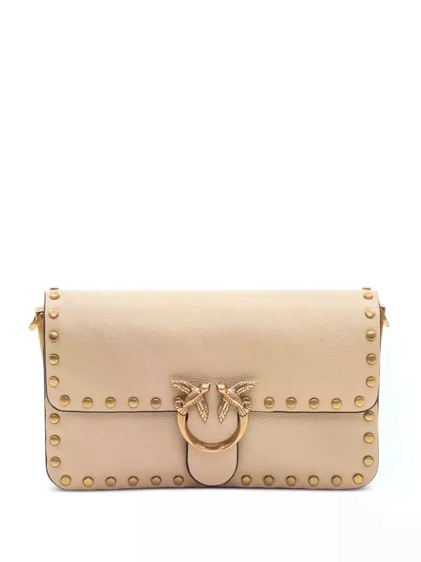 Pinko Baby Love One Slouchy Stud-embellished Shoulder Bag - Neutrals