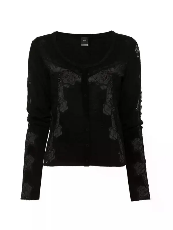 Pinko Lace Panel Button-up Sweater - Black