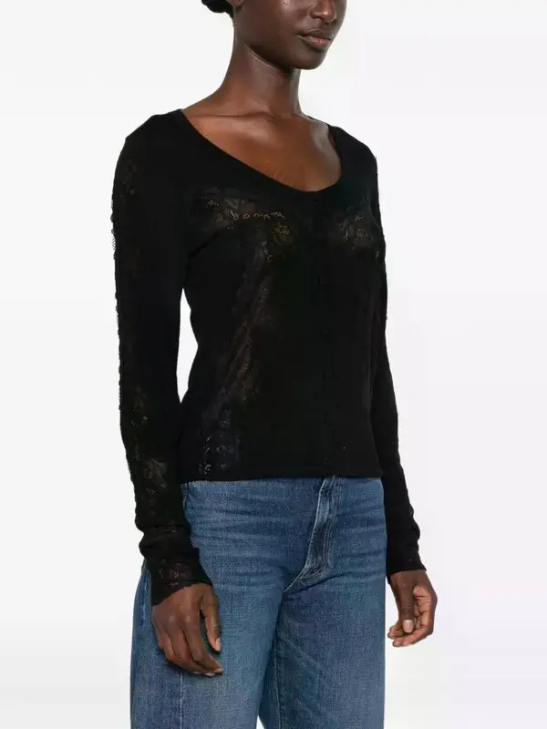 Pinko Lace Panelled Button-up Sweater - Black