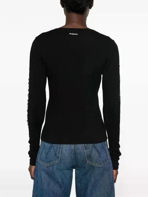 Pinko Lace Panelled Button-up Sweater - Black